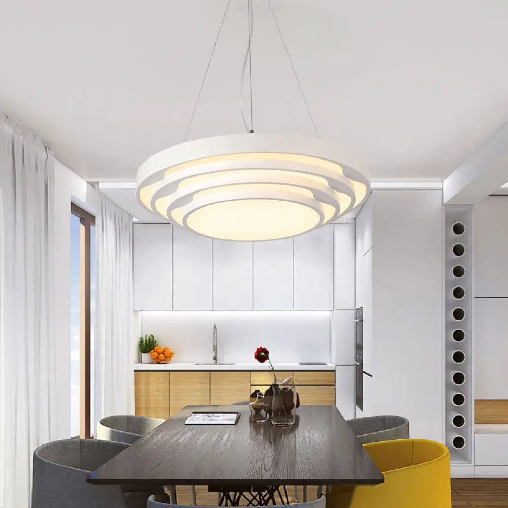 Modern LED Hanging Round Chandelier Light with Acrylic Shade - Ideal ...