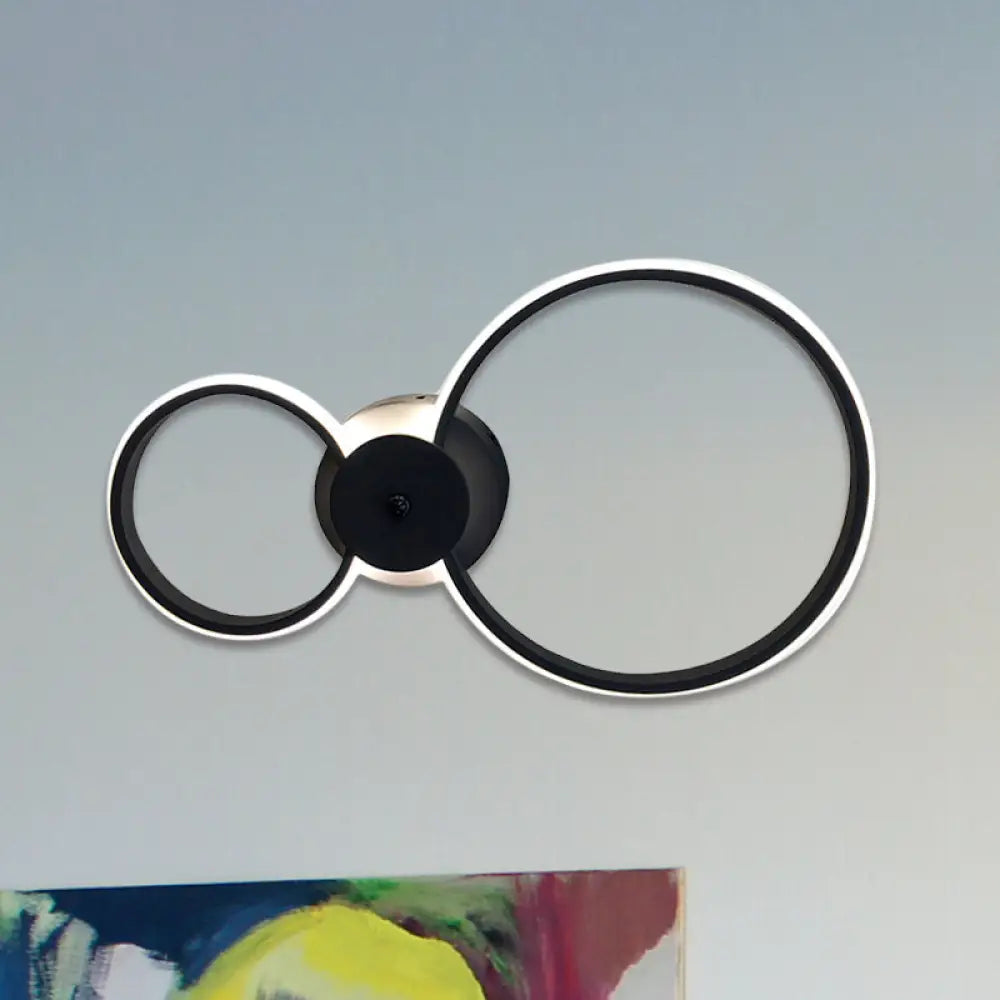 Modern LED Hoop Wall Lamp with Acrylic Lighting - Black/White, 2/3 ...