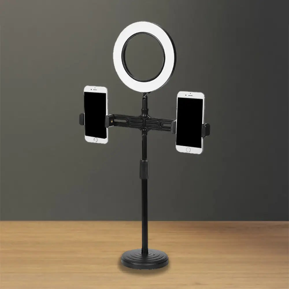 Modern LED Makeup Lamp with USB Port - Black Metal Circle Shape ...
