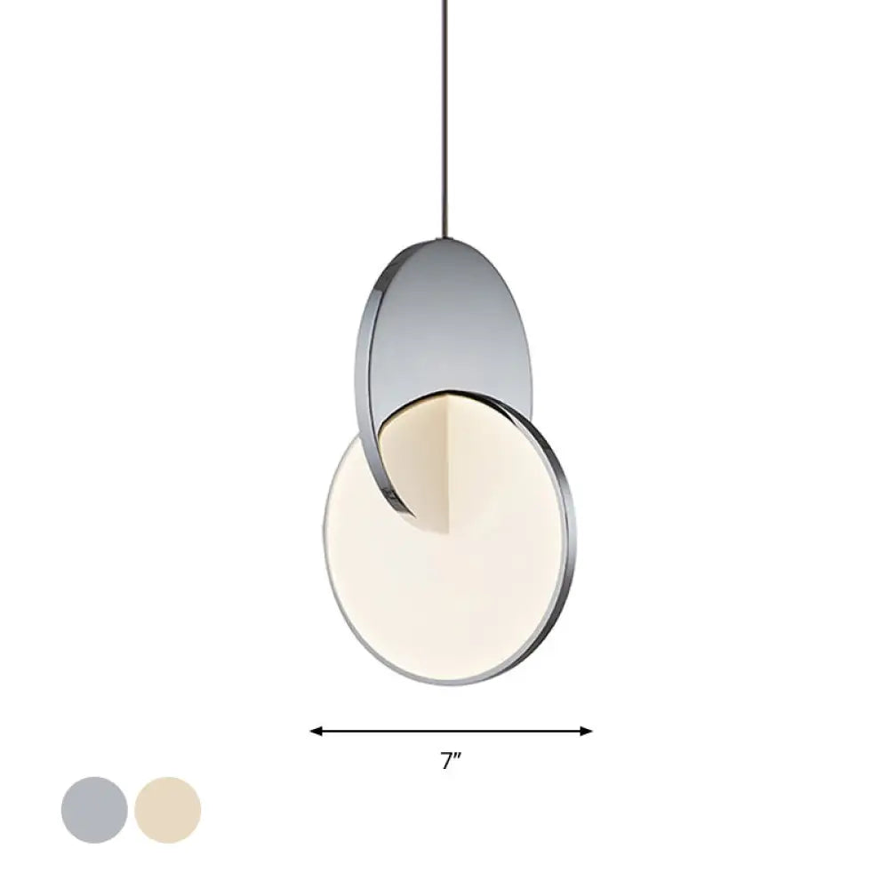 Modern LED Pendulum Light with Chrome/Gold Interlocked Discs & Acrylic ...
