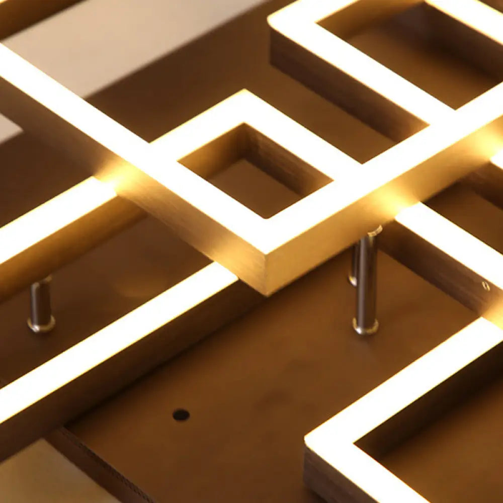 Modern LED Square Acrylic Ceiling Light - 39"/47" Wide Brown Semi ...