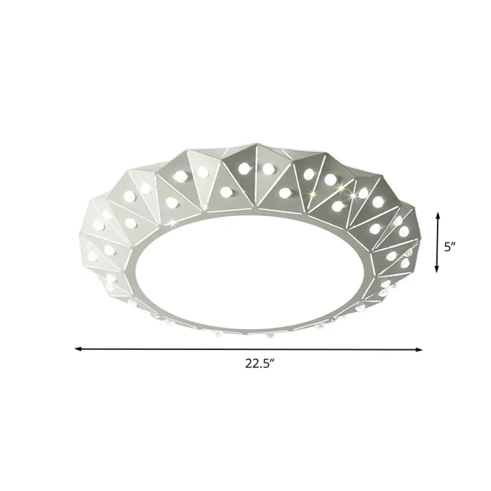 Modern LED White Flush Ceiling Light with Metal Drum & Diamond Design ...