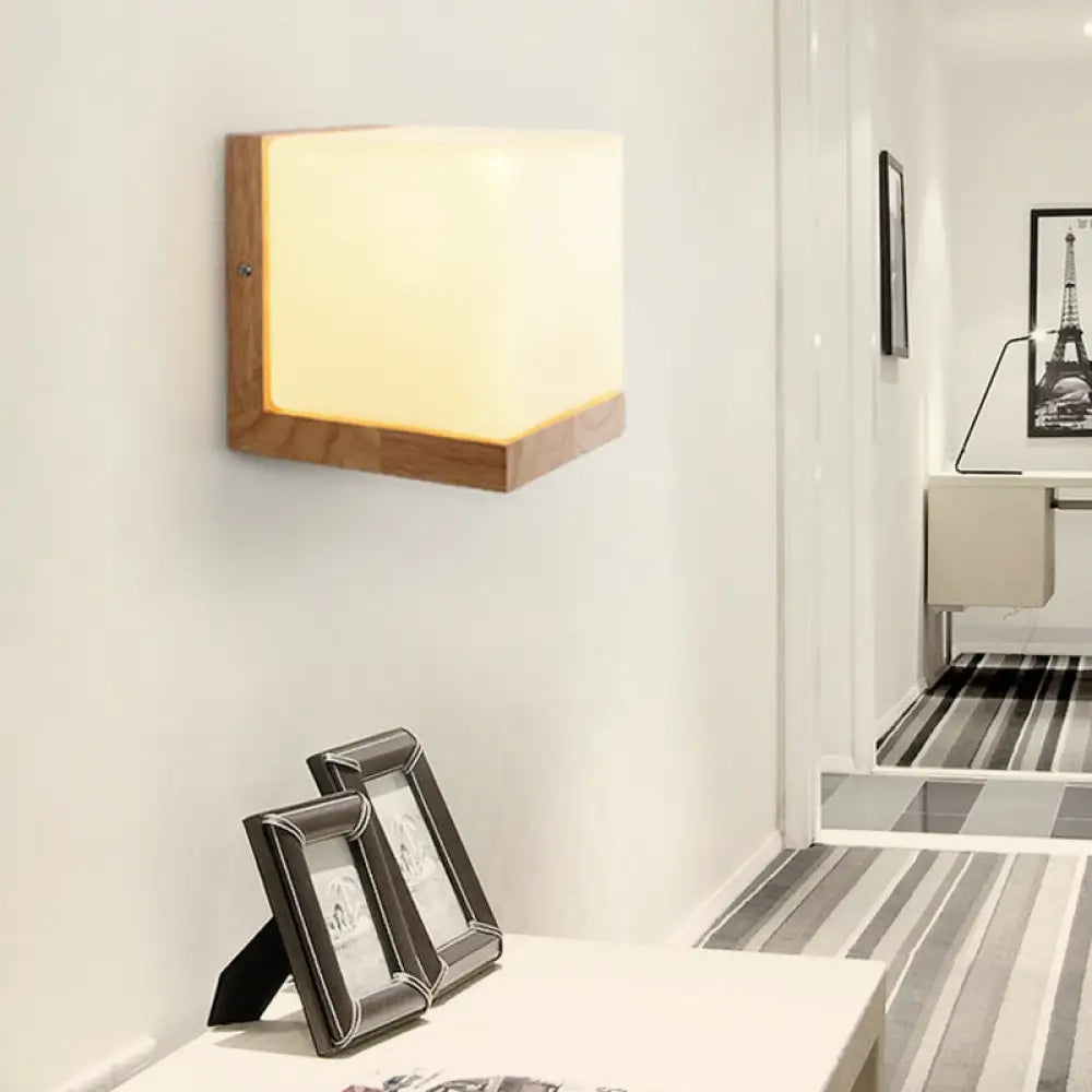 Modern Square Sconce Light - White Glass, Wall Mounted Lighting for ...