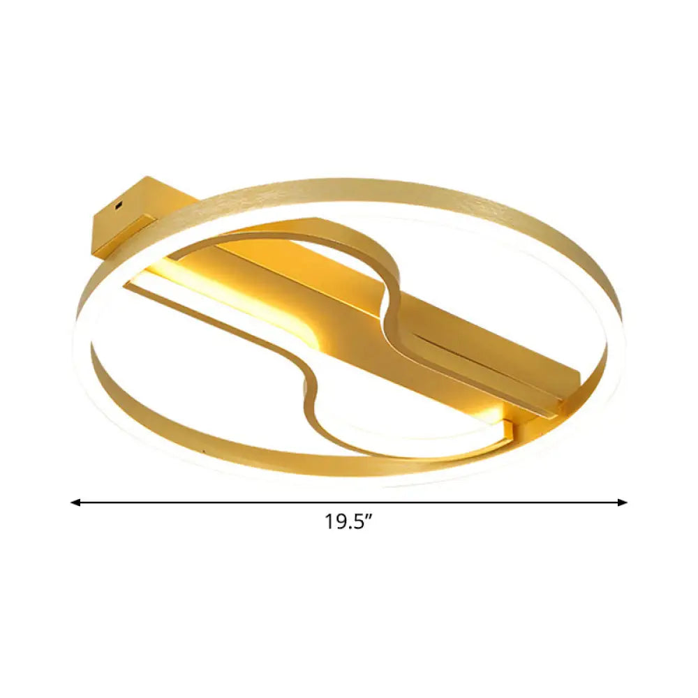 Modern Swirl LED Ceiling Lamp in Gold - 16"/19.5" with Warm/White ...