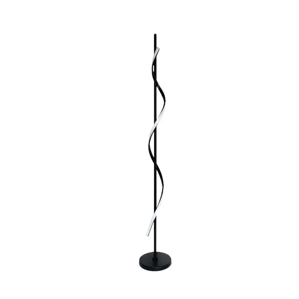 Modern Swirly LED Floor Lamp in Black with Adjustable Light Colors for ...