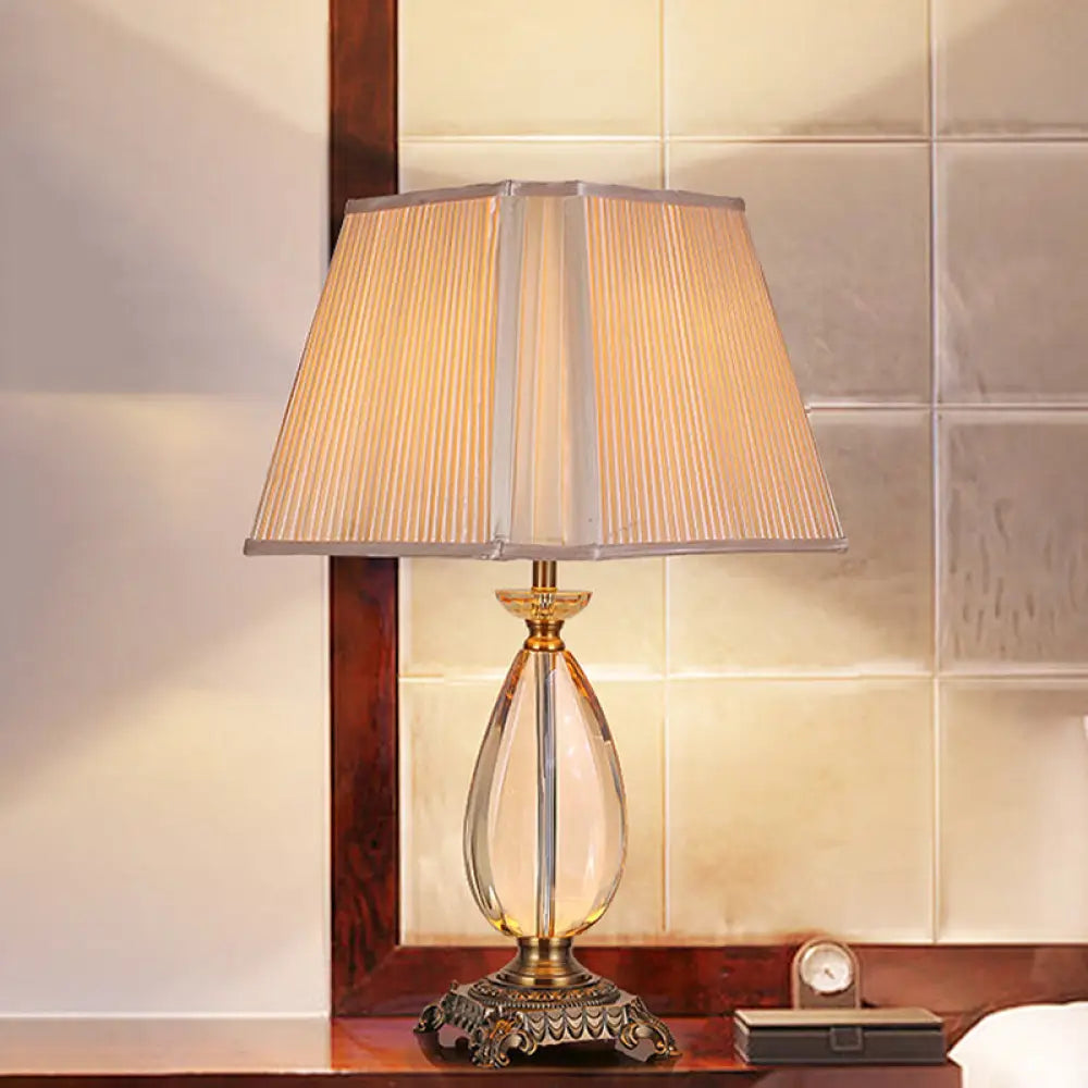 Modern Trapezoid Shade Desk Lamp - Beige Fabric, 1 Bulb, Small Size ...