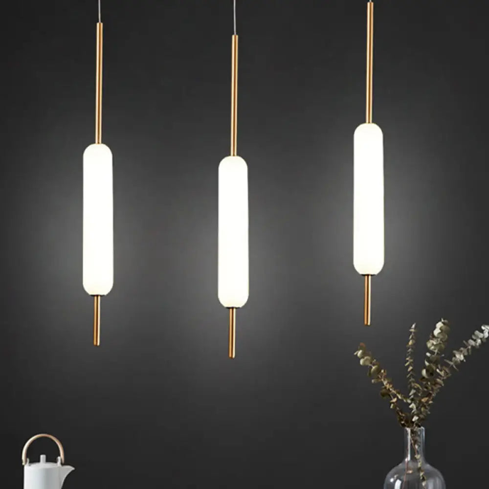 Modern White Glass Tube Pendant for Dining Room Ceiling - Luna ...