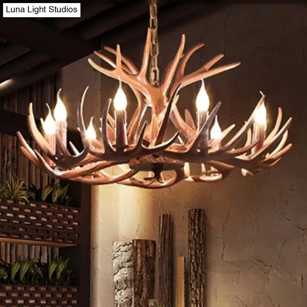 Rustic Deer Horn Resin Chandelier - Dining Room Suspension Light ...