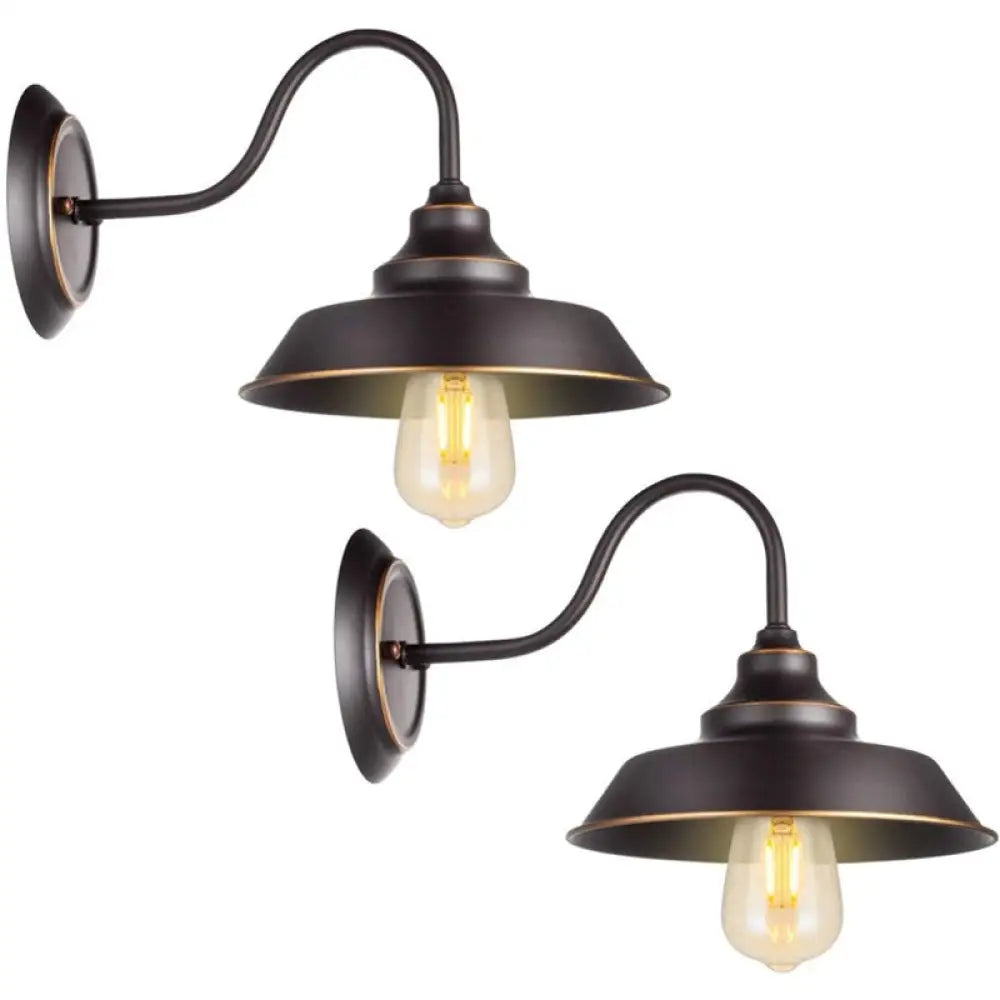 Rustic Wall Lamp with Barn Iron Shade and Gooseneck Mount for Washroom ...