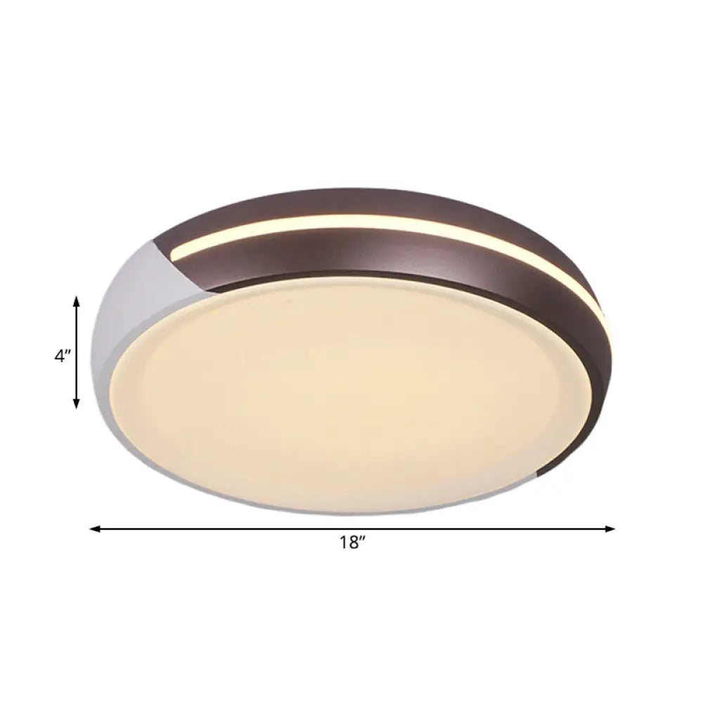 Simplicity Acrylic Brown LED Flush Light Fixture, 18"/21.5" Dia Round ...