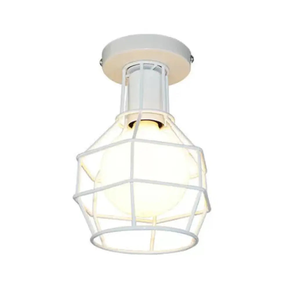 Stylish Antique Wire Guard Semi Mount Ceiling Light - 1 Head ...