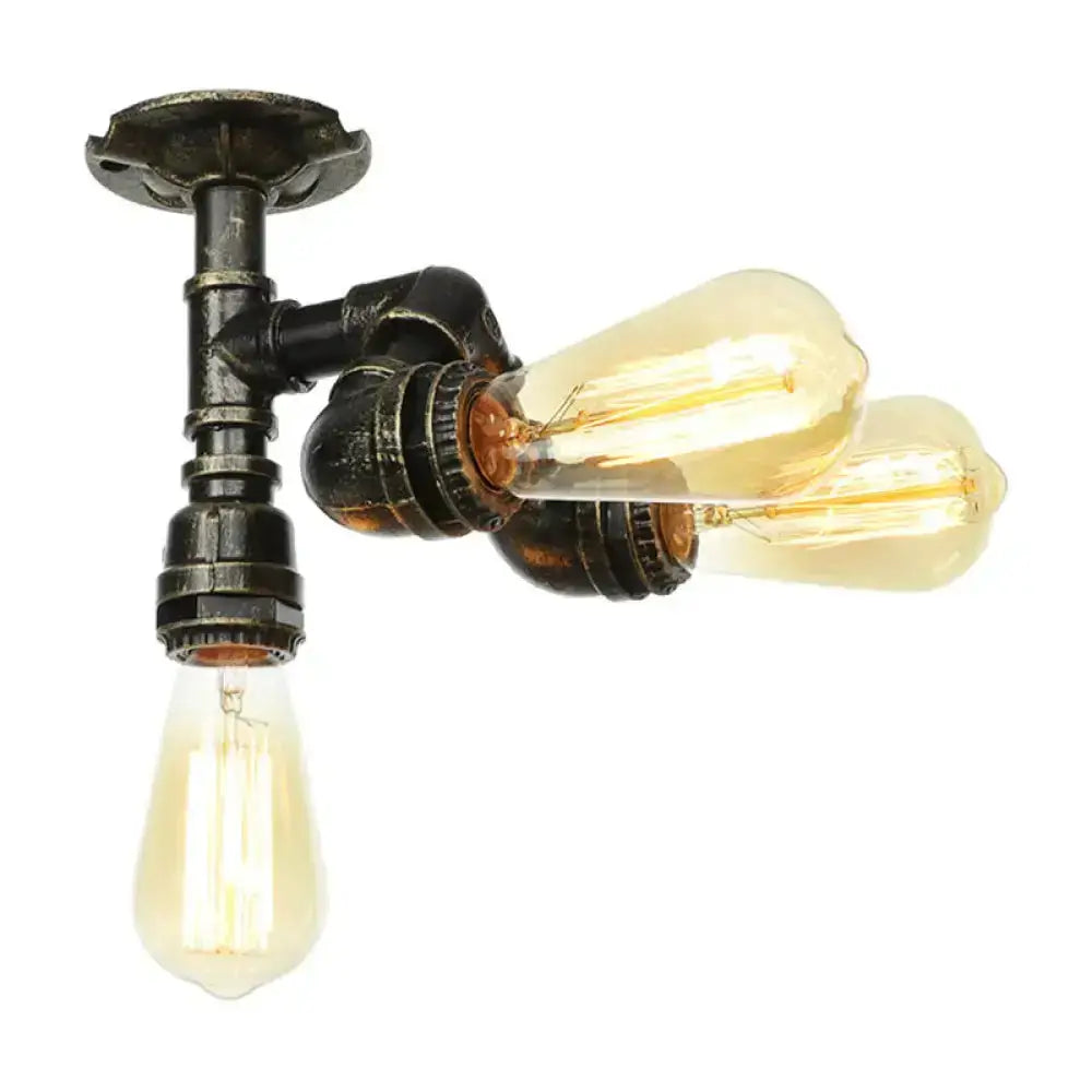 Vintage Water Pipe Metal Semi Flush Mount Ceiling Light Fixture ...