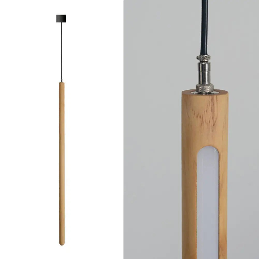 Wooden Simplicity LED Pendulum Light - Stylish Pole-shaped Bedside ...